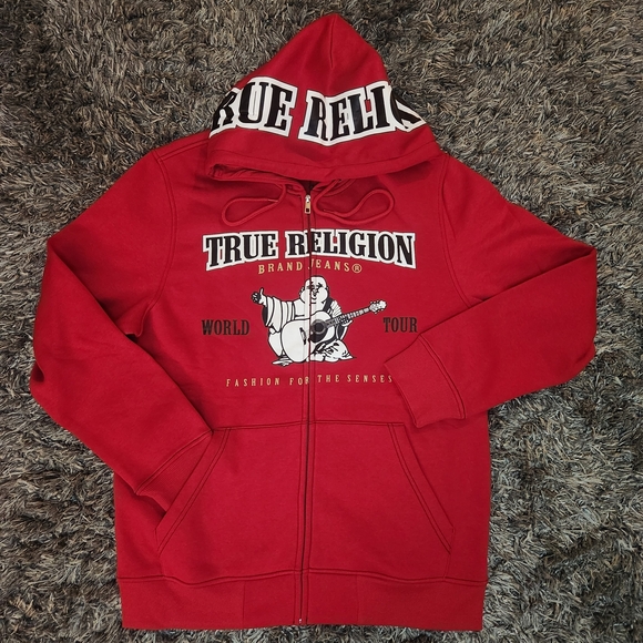 True Religion | Shirts | True Religion Red Zip Hoodie New With Tags ...